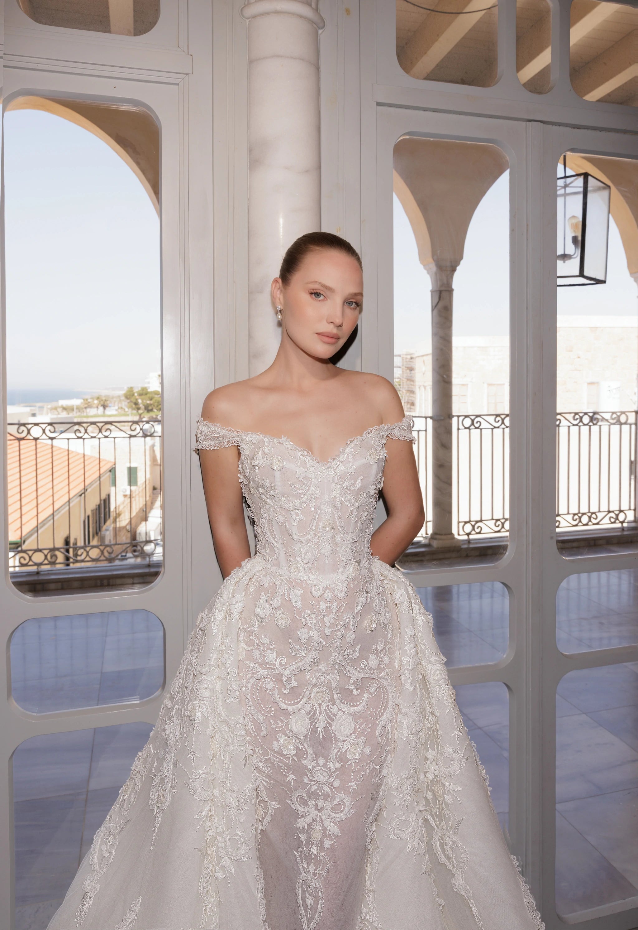 Eternal Elegance Dress – Luxury Ivory Off-Shoulder Lace Ball Gown ...