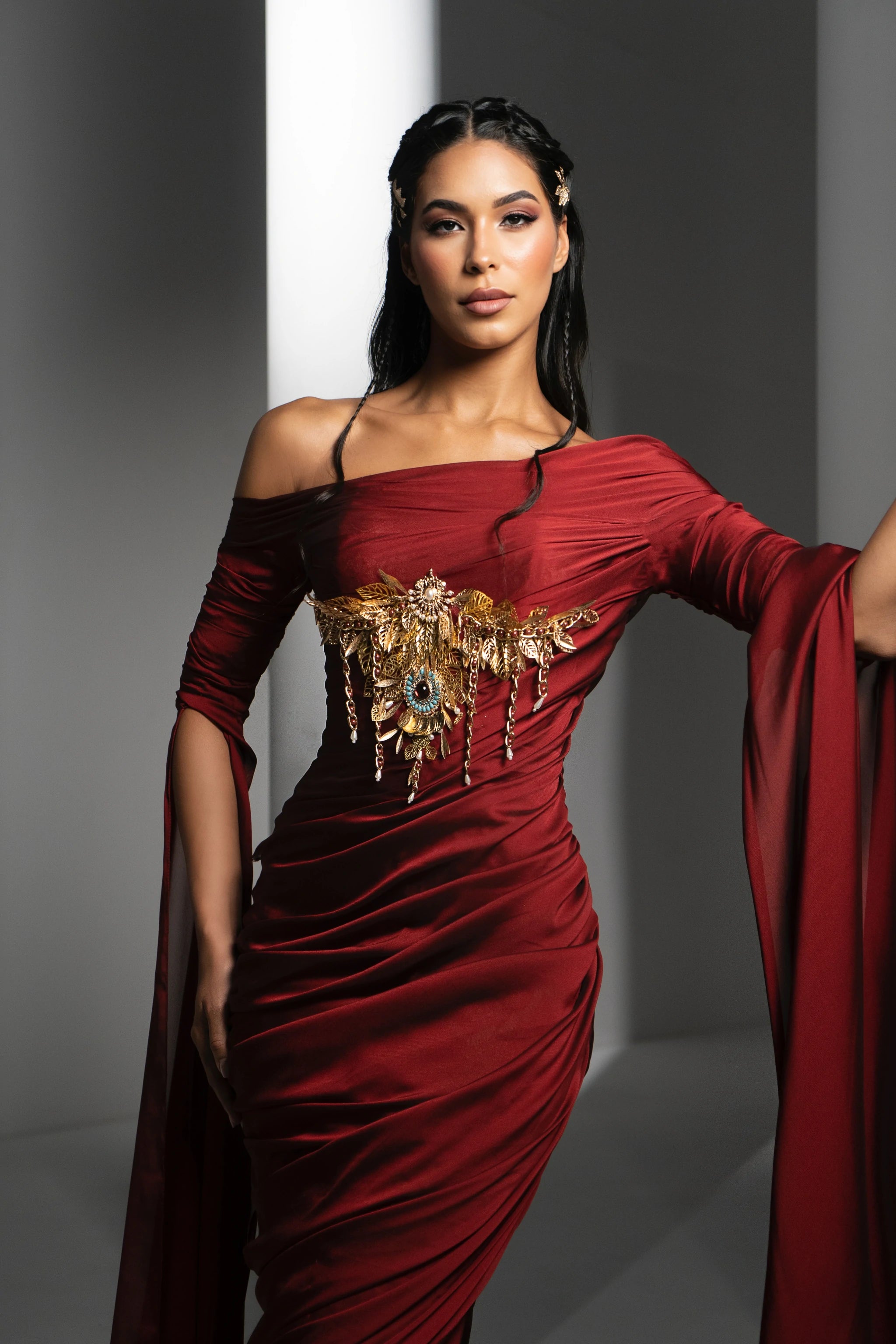 Crimson Regalia Dress | Designer Dresses | Designers & Us